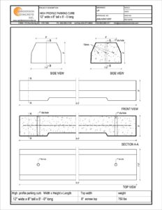 High profile precast concrete parking curb | Sanderson Concrete