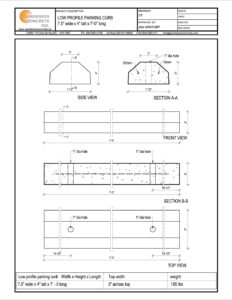 Low profile precast concrete parking curb | Sanderson Concrete