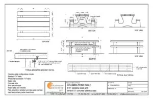 Columbia standard all concrete precast table - Sanderson Concrete